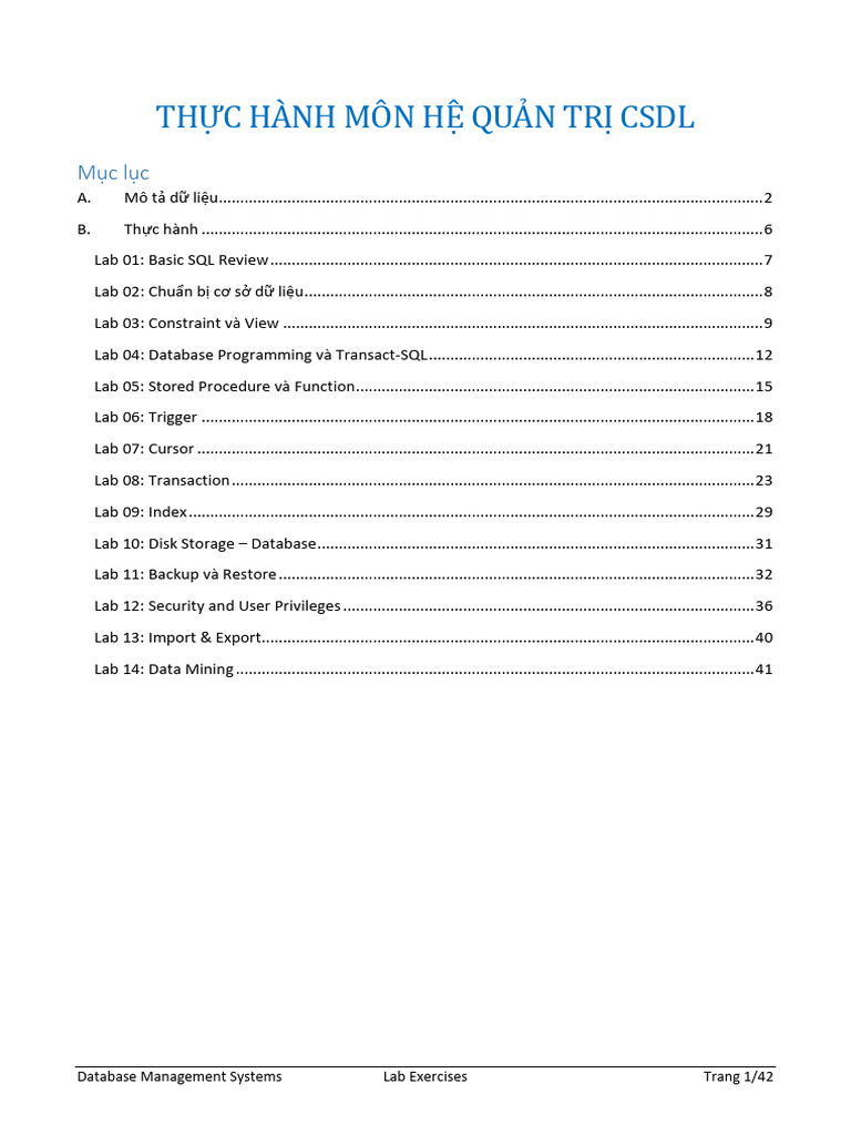 Bai Tap Thuc Hanh_DBMS_NEW | PDF