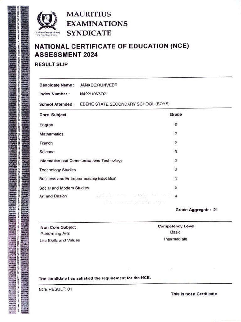 NCE Results | PDF