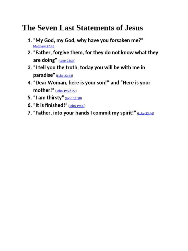 The Seven Last Statements of Jesus | PDF