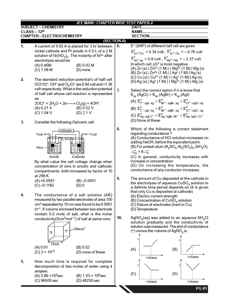 Key Electrochemistry Questions and Answers | PDF | Electrochemistry ...