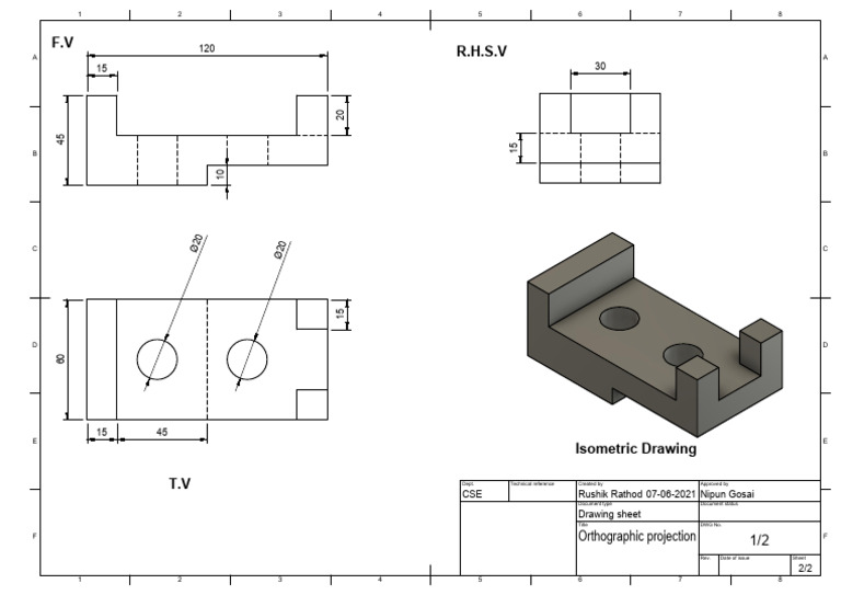 20DCS103 ME145 EG Sheet 2.1 | PDF | Technical Drawing | Infographics