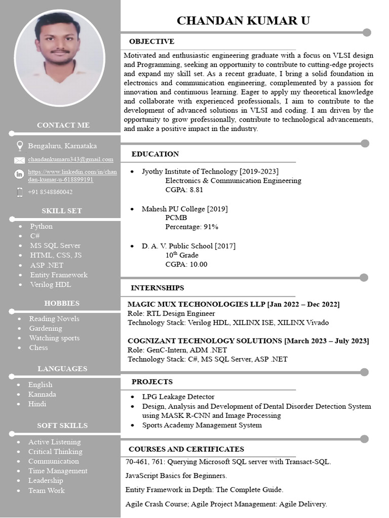 Chandan_Kumar_u_resume | PDF | Hardware Description Language | Software Engineering
