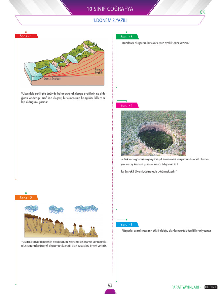 10 Sinif Cografya 1 Donem 2 Yazili Klasik | PDF