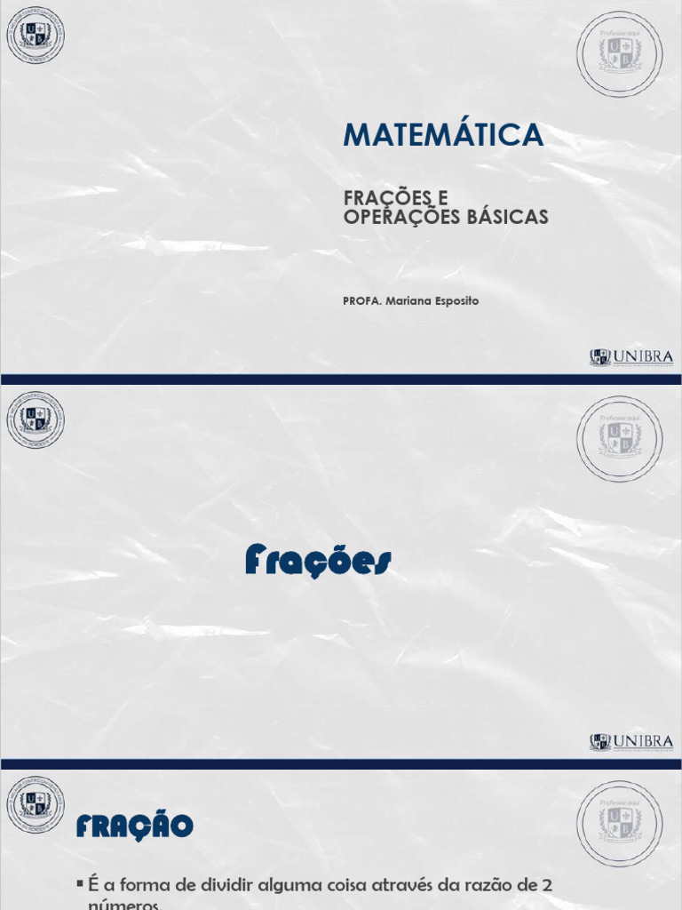 Aula 2 - Frações e Números Mistos e Operações Básicas Com Frações | PDF ...
