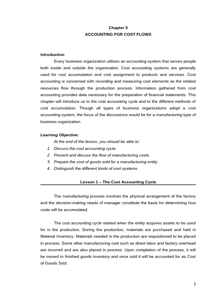 Chapter 5 Acctg For Cost Flows | PDF | Cost Of Goods Sold | Expense