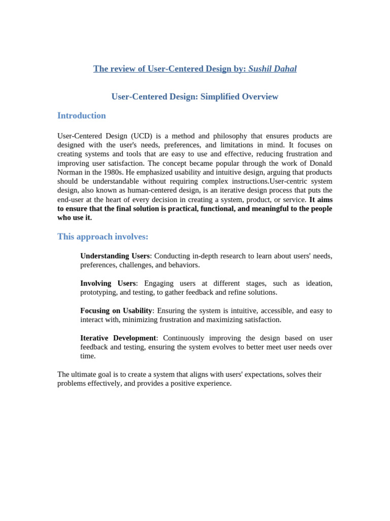 User Centered Design Summary | PDF | Usability | Cognitive Science