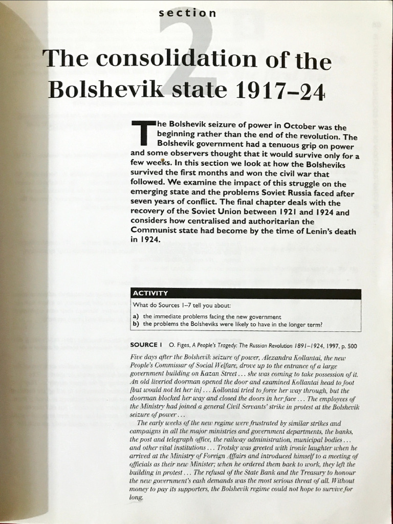 Consolidation of The Bolshevik State 1917-1924 | PDF