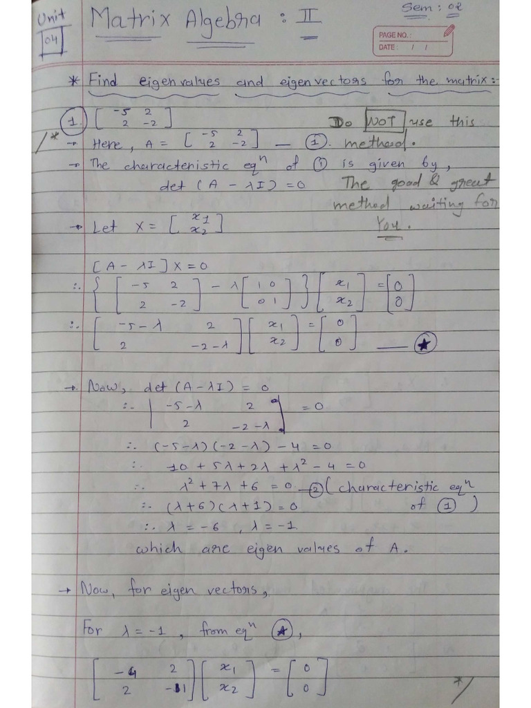 Unit 4 Matrix Algebra-II | PDF