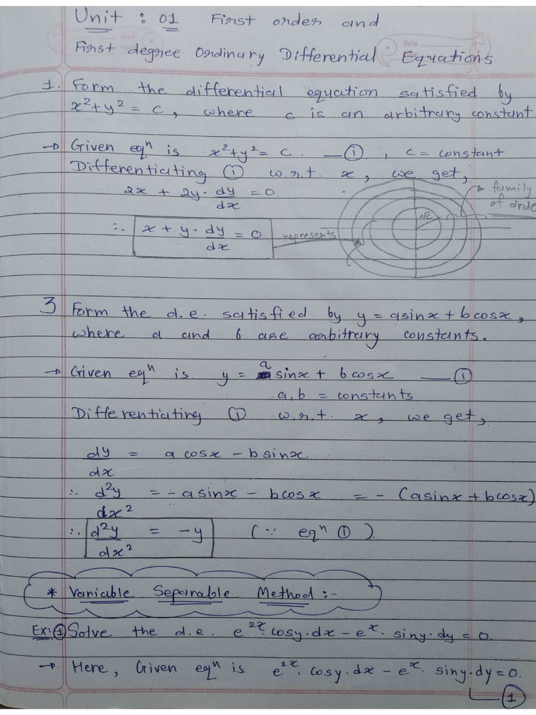 Unit 1 First Order - First Degree Ordinary Differential Equations | PDF