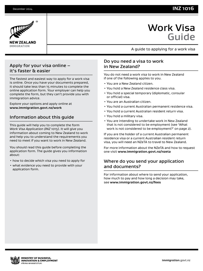 New Zealand Work Visa Application Guide | PDF | Travel Visa | Academic ...