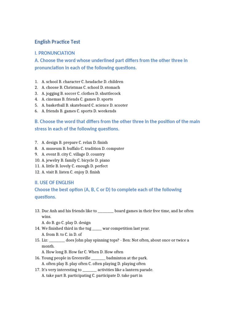 English Practice Test | PDF