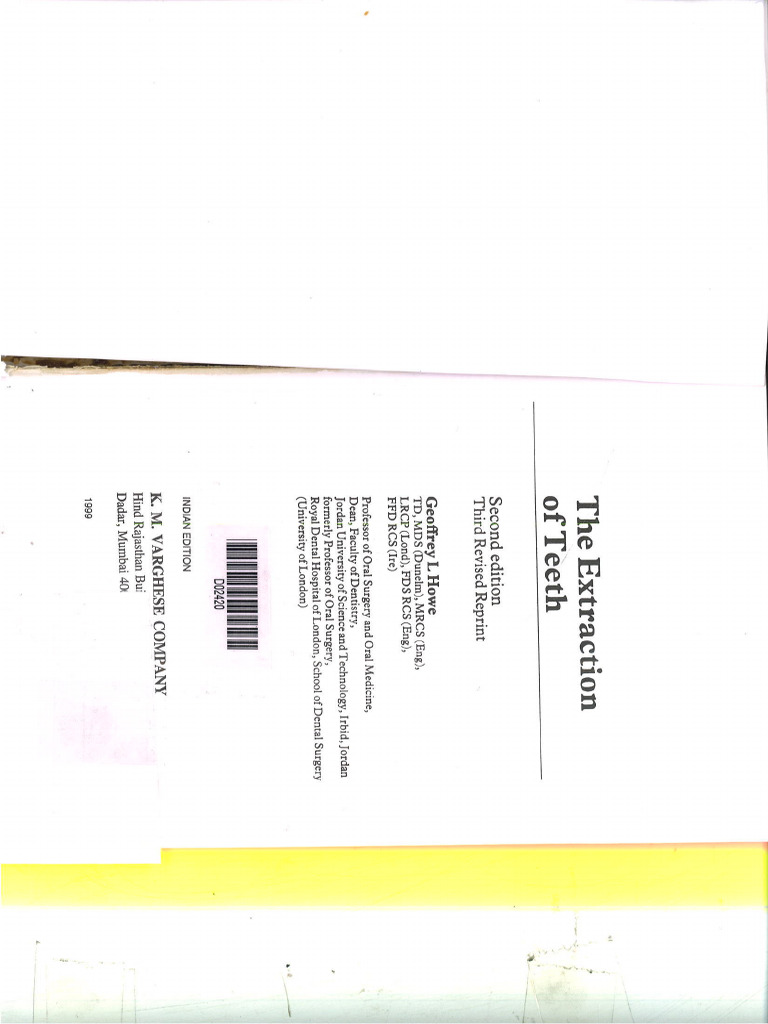 Extraction of Teeth by Howe, Geoffrey L 2ed | PDF