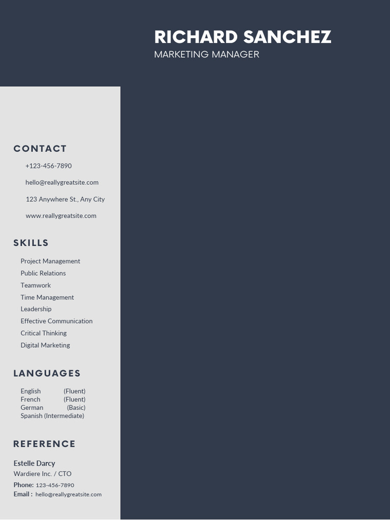 Blue and Gray Simple Professional CV Resume (PDF.io) | PDF | Marketing | Business