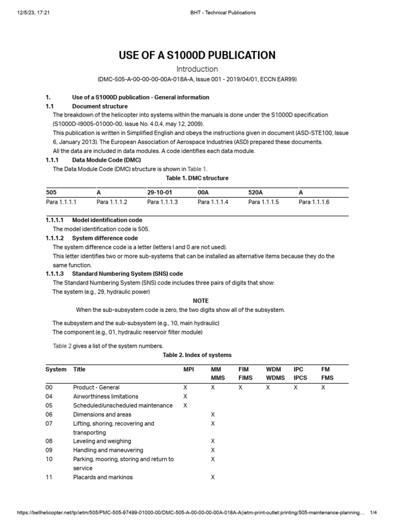 Use of A S1000D Publication: Table 1 | PDF | Information | Aviation