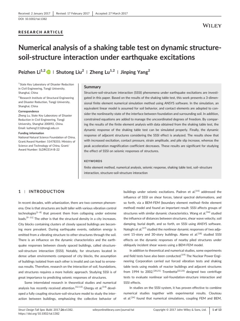 Structural Design Tall Build - 2017 - Li - Numerical Analysis of A ...