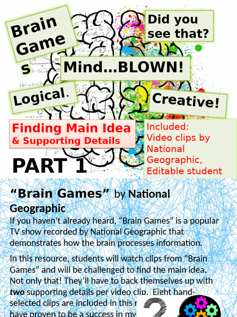 Main Idea Brain Games | PDF | Psychology | Psychological Concepts