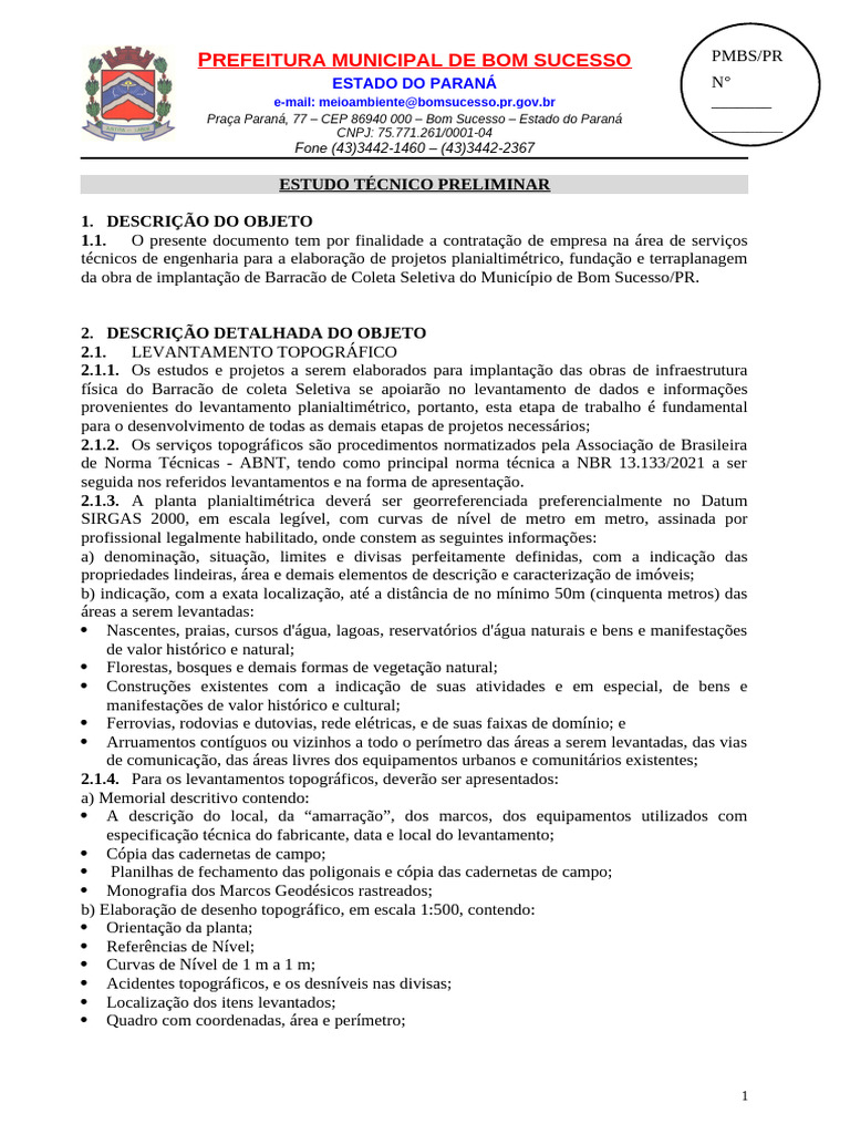 Modelo - Estudo Técnico Preliminar (ETP) | PDF | Reciclagem | Desperdício