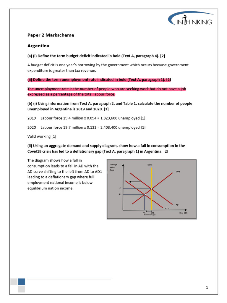 Argentina Paper 2 Markscheme 1 | PDF | Supply Side Economics | Government Budget Balance
