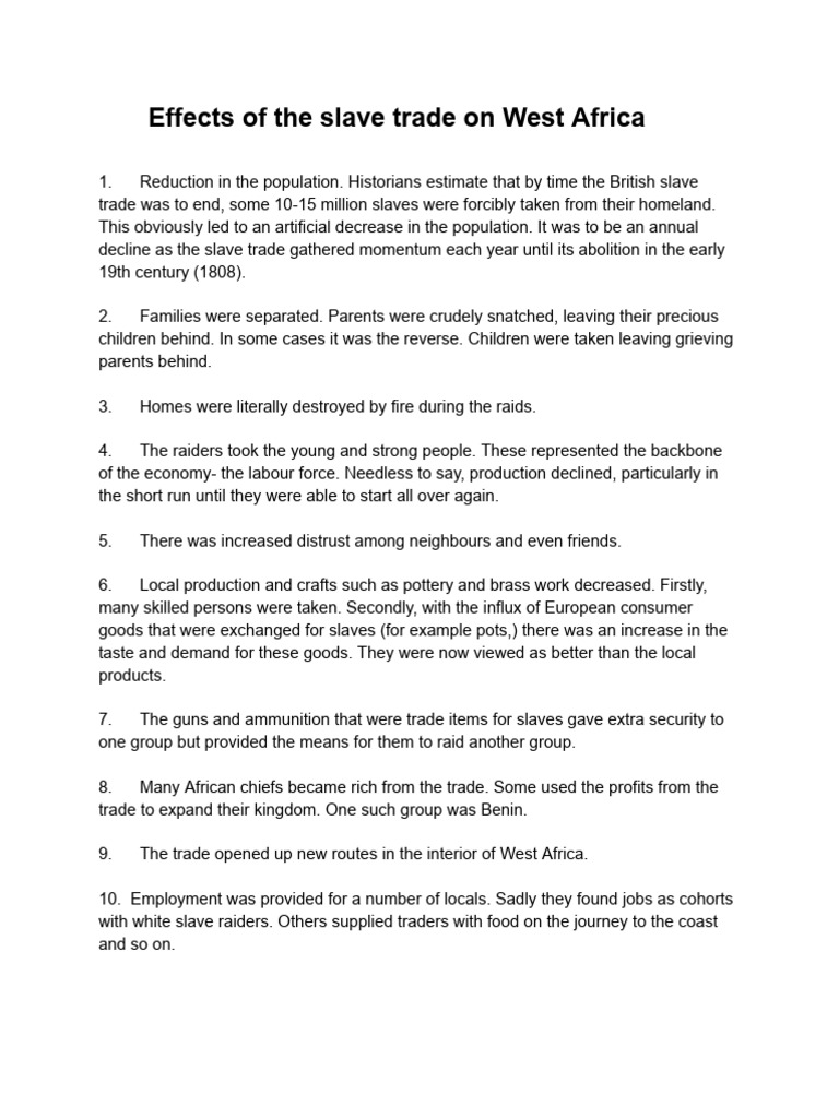 Impact of Slave Trade on West Africa | PDF