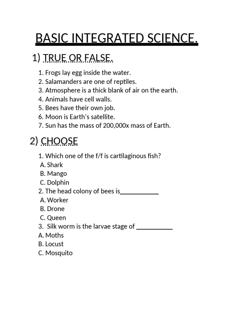 Basic Integrated Science | PDF