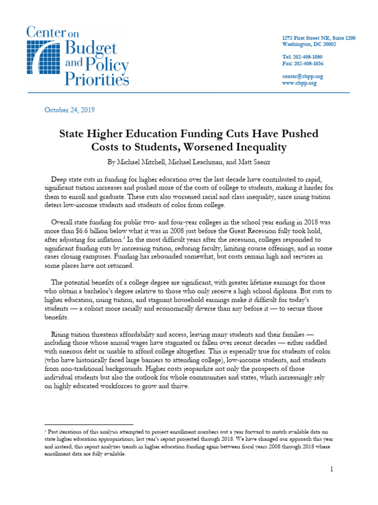 Higher Education Funding Cuts Impact Students | PDF | Employment ...