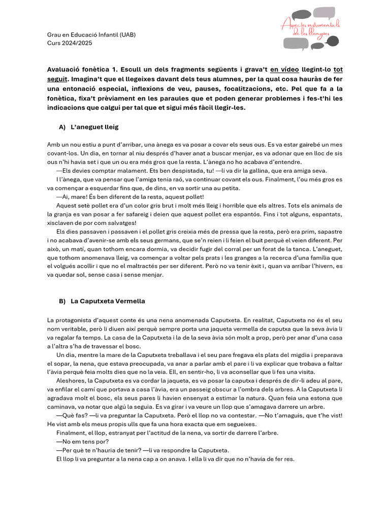 Avaluació Fonètica | PDF