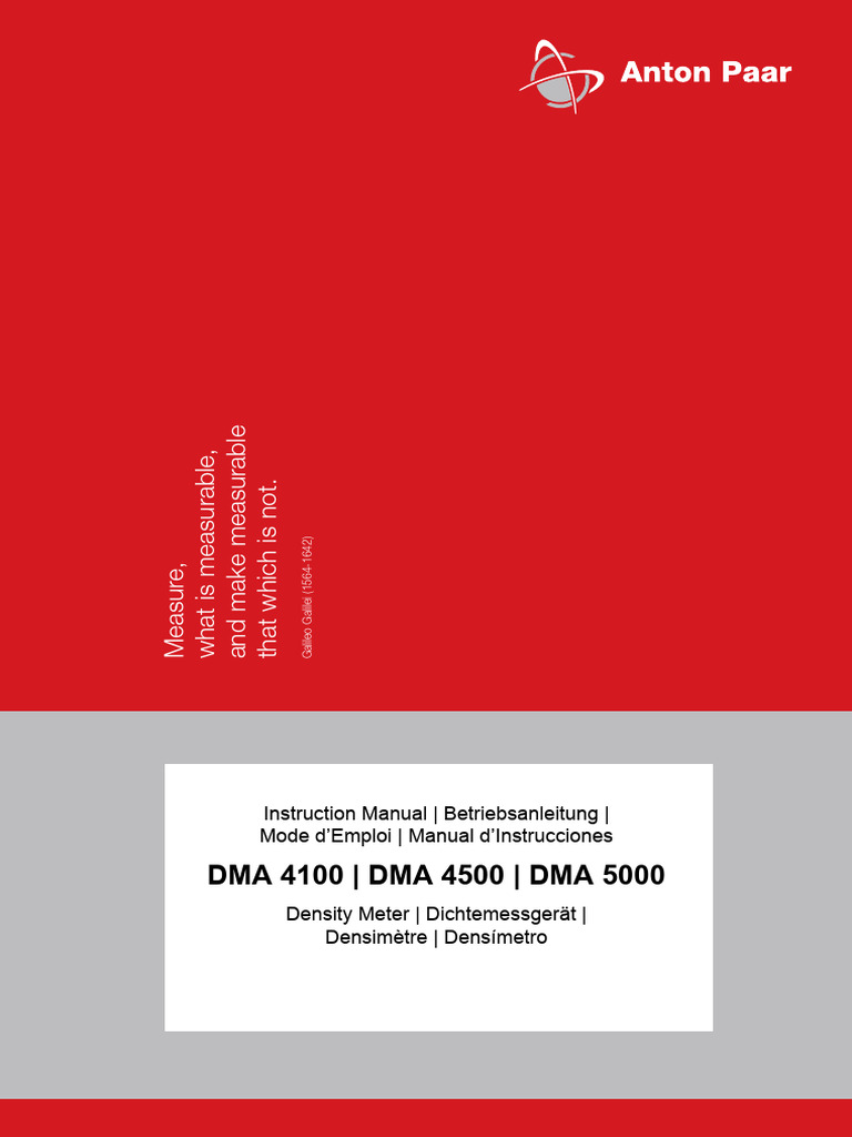 Manual del Densímetro DMA 4500 | PDF | Medición | Tornillo