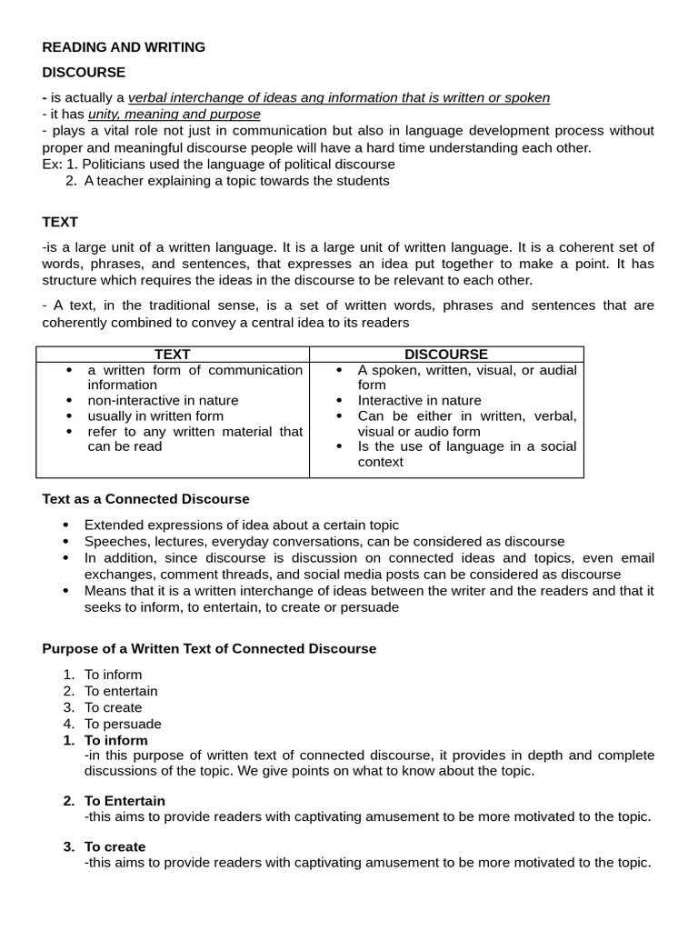 Reading and Writing 1st Long Test | PDF | Word | Communication