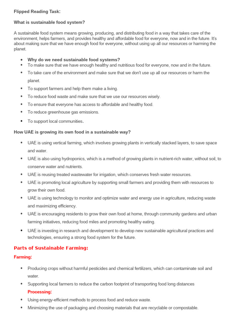 Flipped Reading Task - Day 1 and 2 | PDF | Agriculture | Sustainable Agriculture
