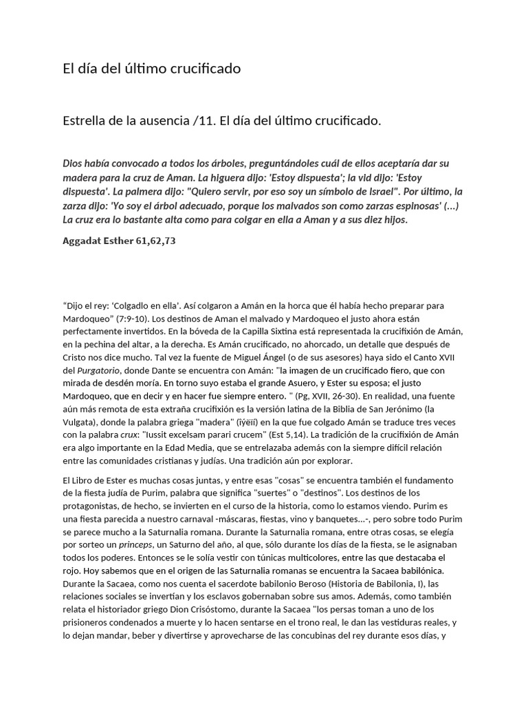 El día del último crucificado | PDF | Jesús | Esther