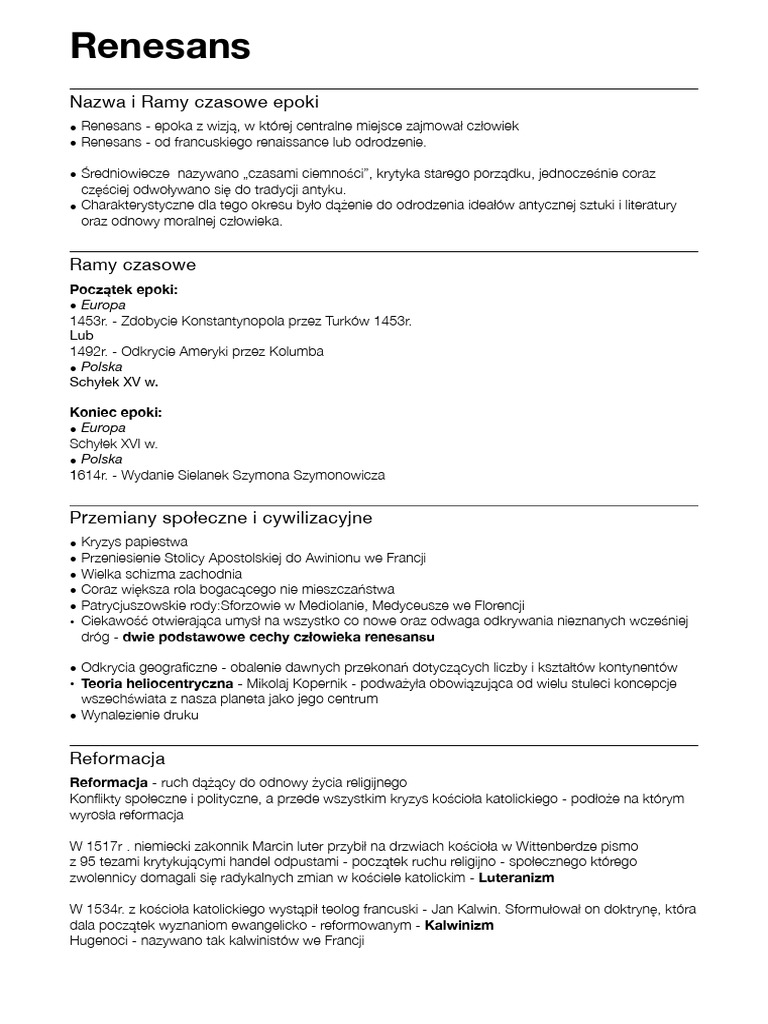 Renesans - J.polski 4 | PDF
