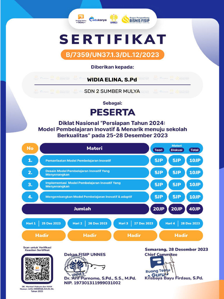 WIDIA ELINA, S.PD Sertifikat Persiapan Tahun 2024 - 2 | PDF