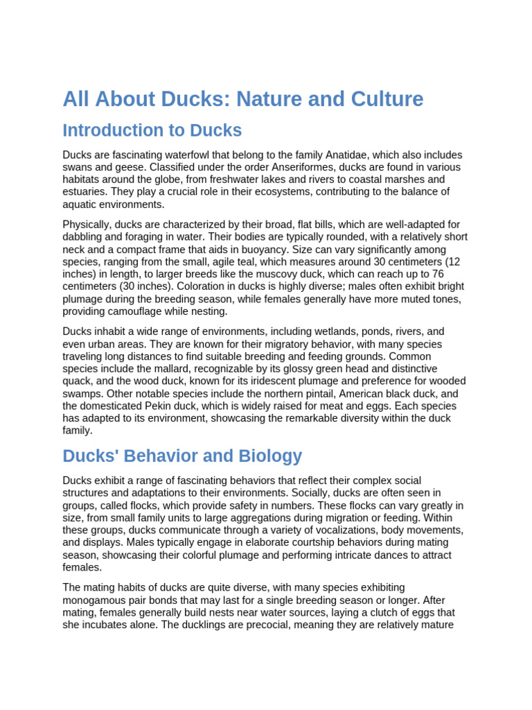 All About Ducks - Nature and Culture | PDF | Duck | Wetland