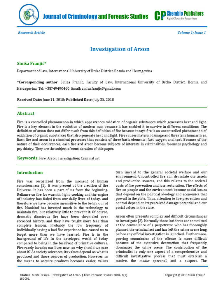 JOCFS180001 | PDF | Arson | Crime & Violence