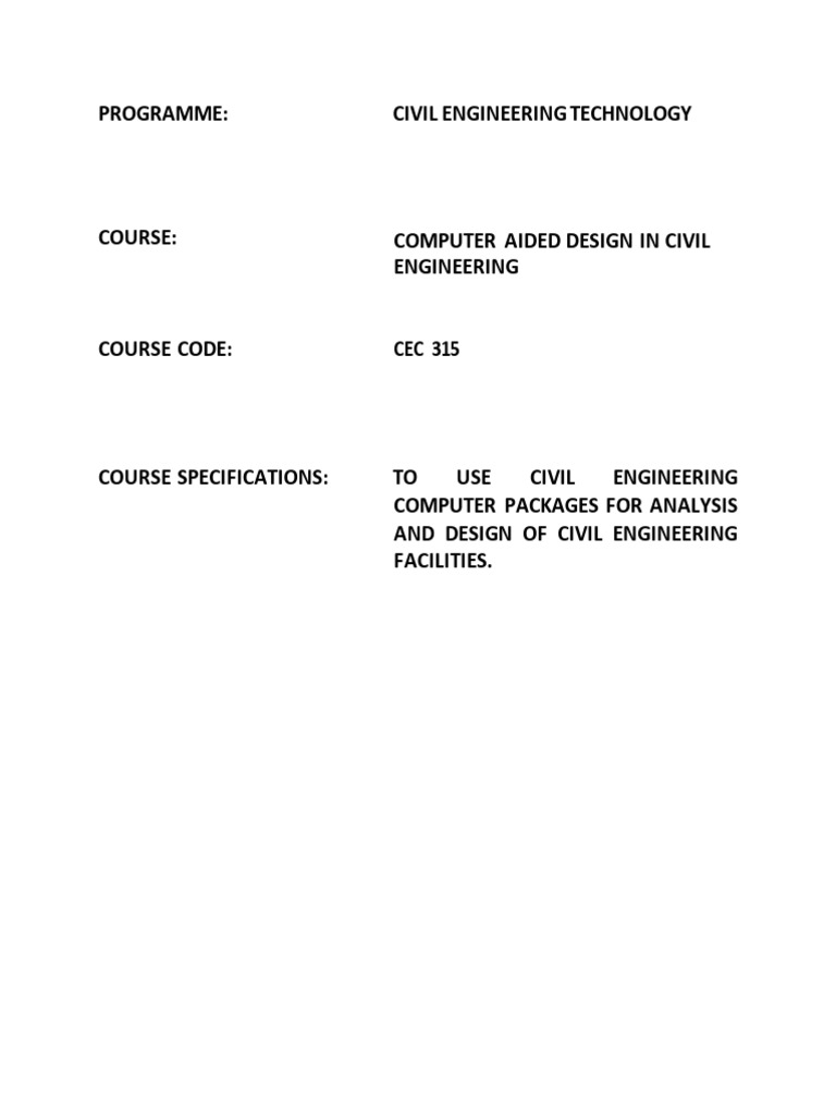 CEC 315 Introduction to Computer Aided Design | PDF | Computer Aided ...