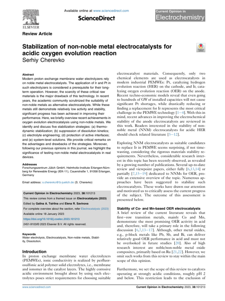 Stabilization of Non-Noble Metal Electrocatalysts For Acidic Oxygen ...