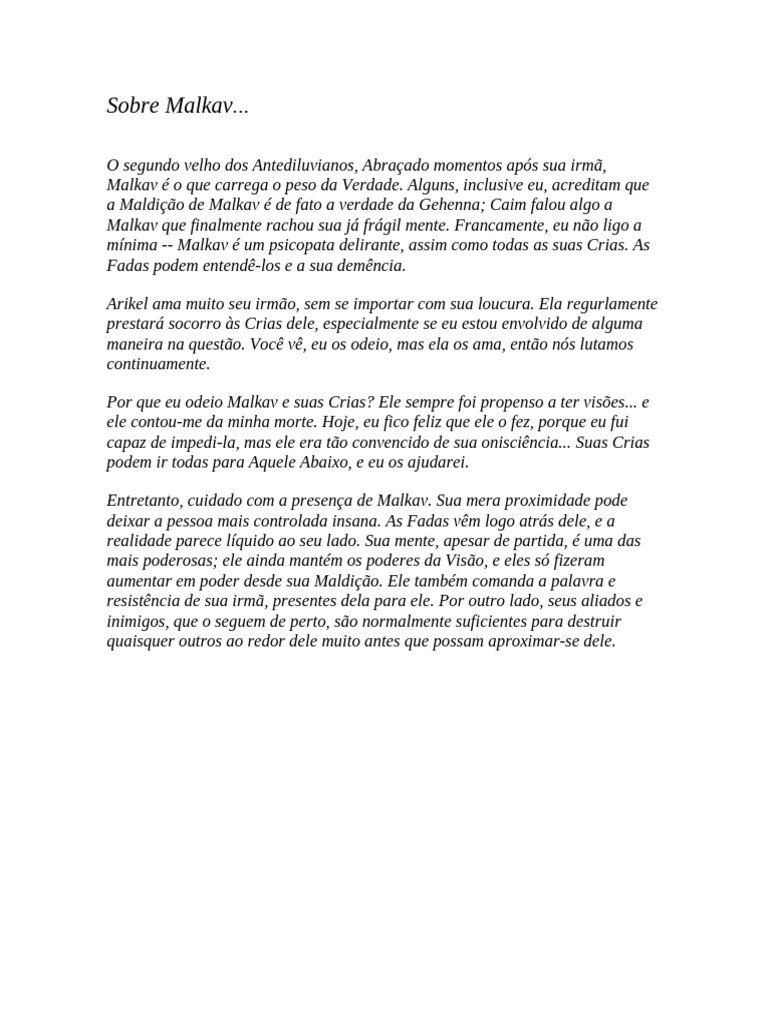 Malkav: O Antediluviano da Loucura | PDF