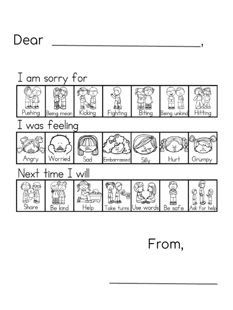 Picture Apology Worksheep (restorative repairs) | PDF