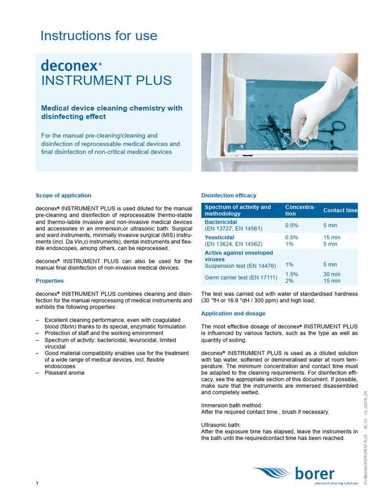 Ifu Deconex Instrument Plus en v1.0 220718 | PDF | Disinfectant | Water ...