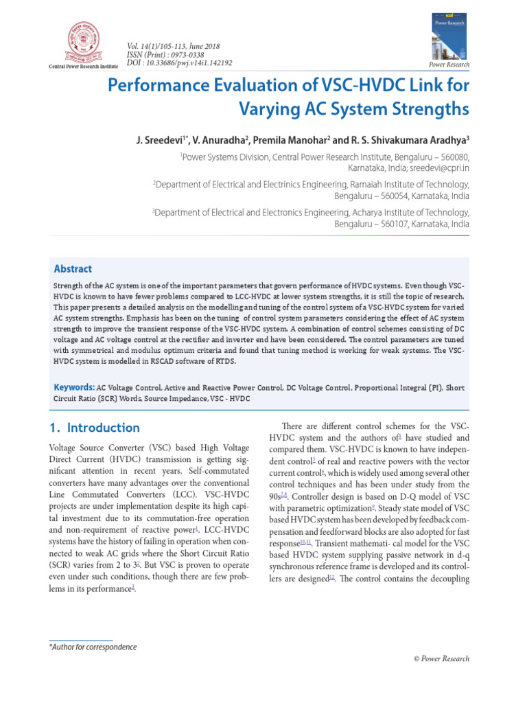 Performance+Evaluation+of+VSC HVDC | PDF | Power Inverter | High Voltage Direct Current