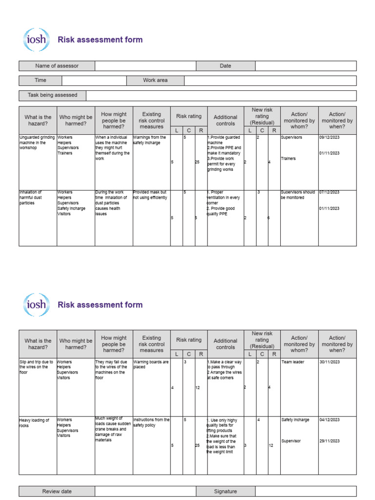 Iosh Project 2023 | PDF | Safety | Occupational Safety And Health