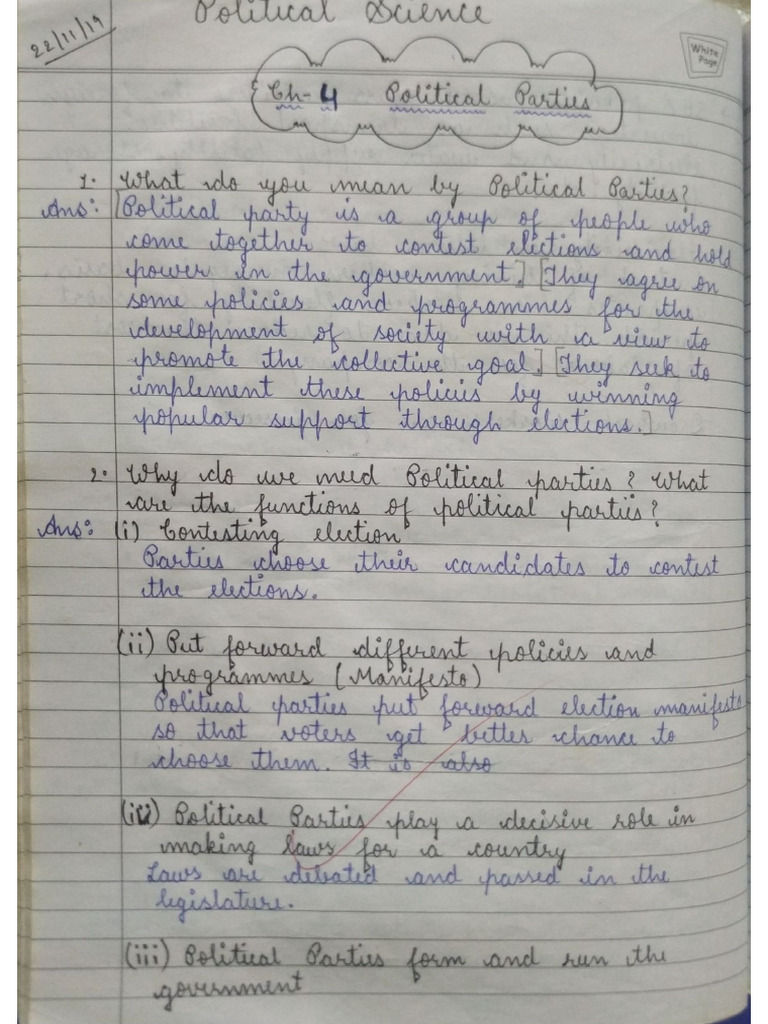 CH 4 Political Parties | PDF