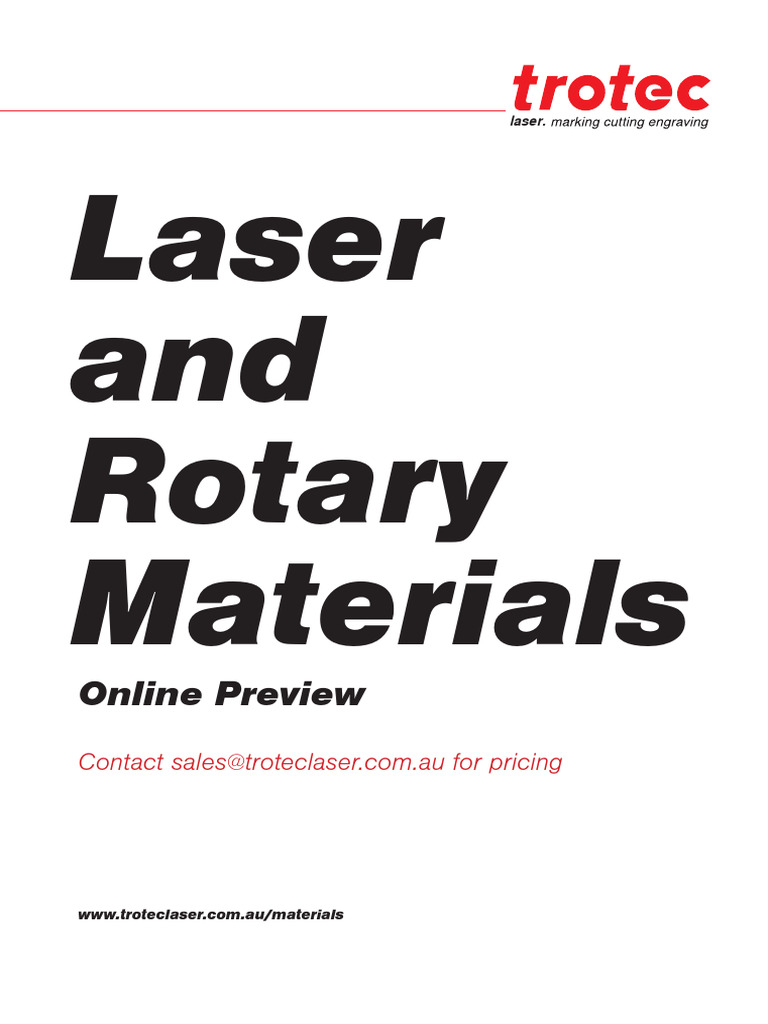 Trotec Laser Materials Catalogue | PDF | Engraving | Sheet Metal