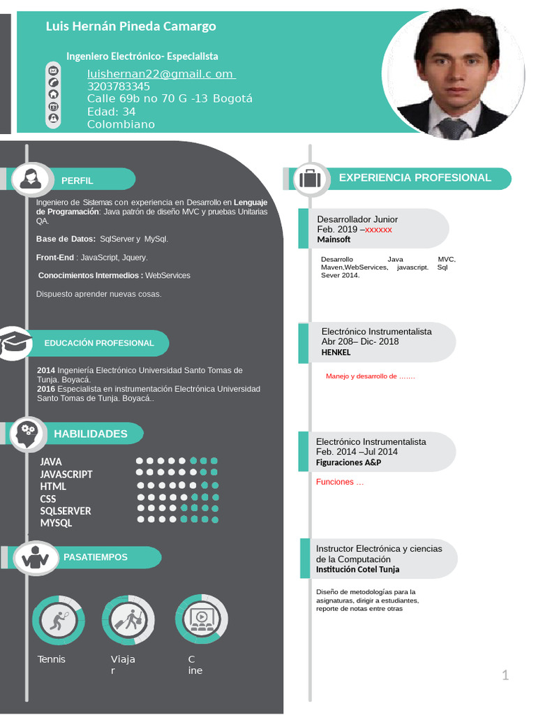 Luis Hernan CV | PDF | Java (lenguaje de programación) | Programación de computadoras