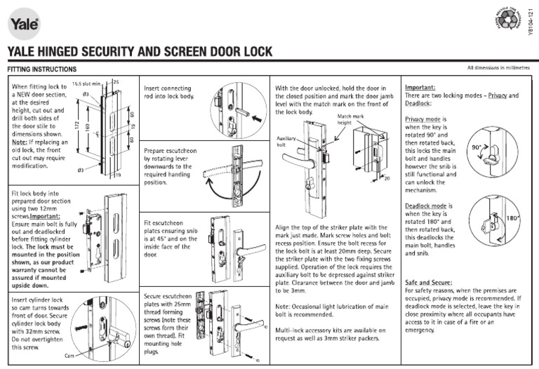 Yale Quattro Installation Instructions | PDF