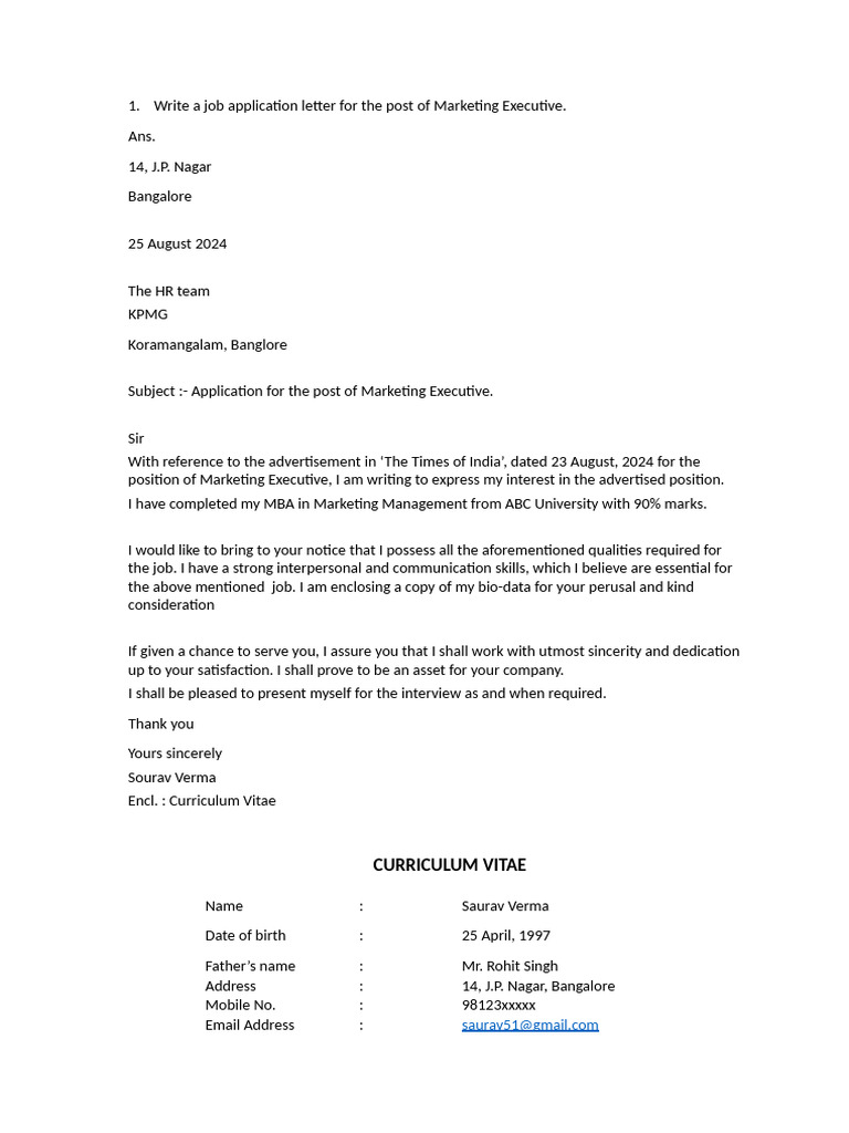Job Letter | PDF