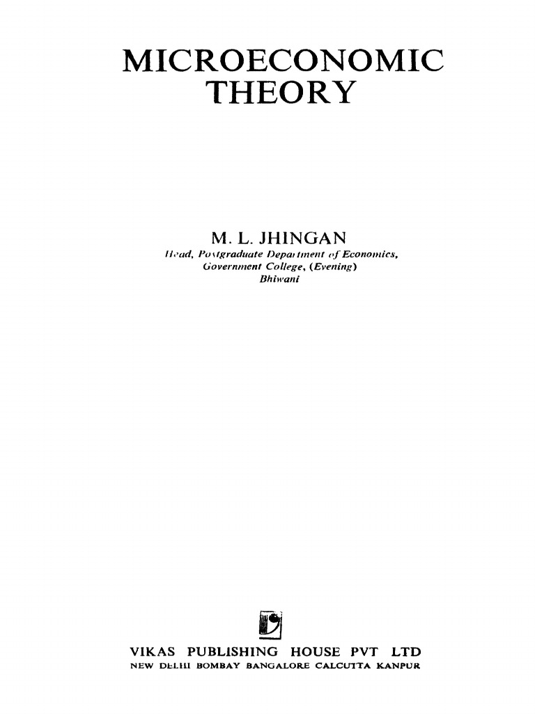 Micro Economic Theory by ML Jhingan | PDF