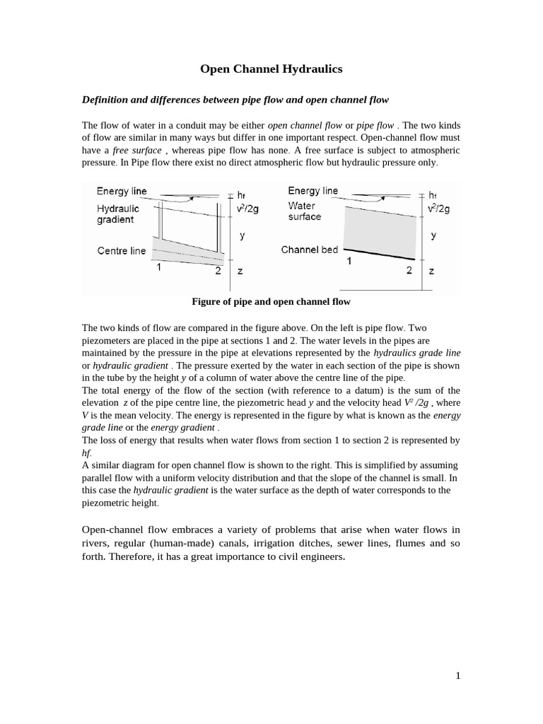 Open Channel Hydraulics Explained | PDF | Fluid Dynamics | Applied And ...