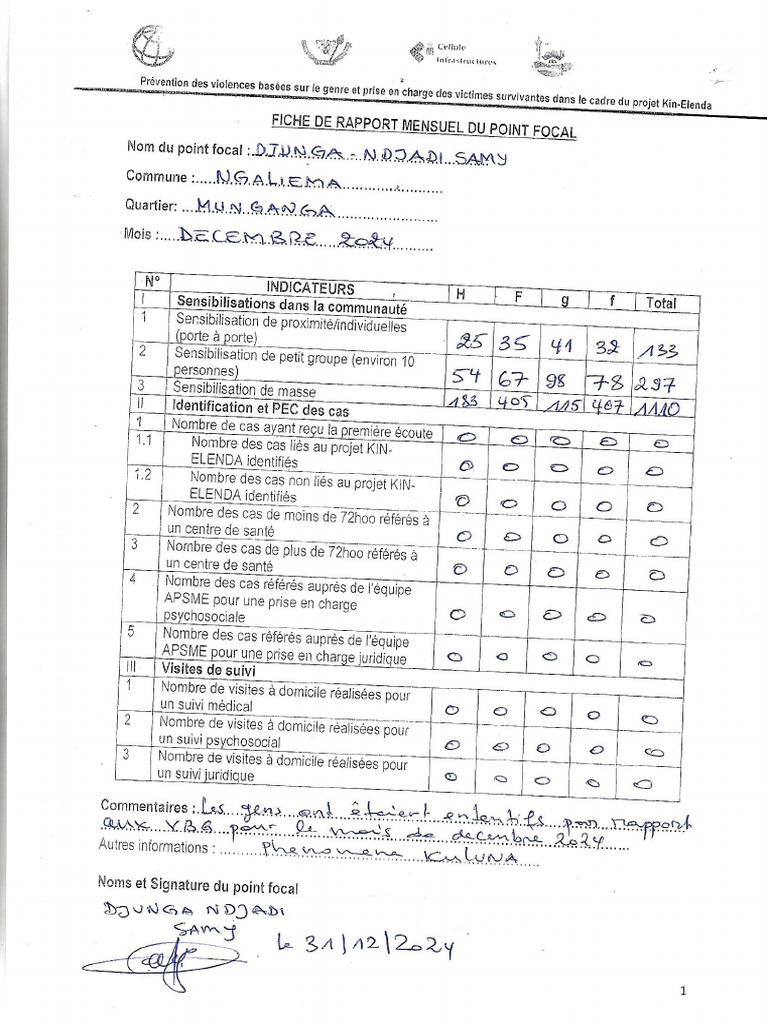 Fiche de Rapport Mensuel | PDF