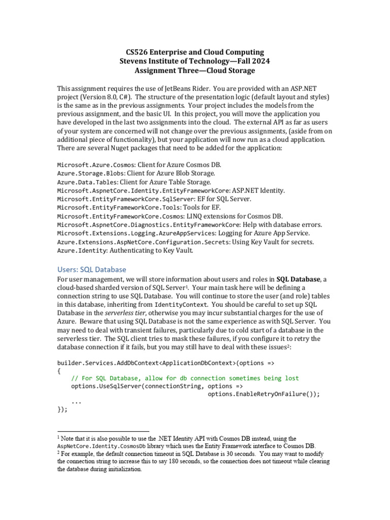 Assignment3-Cloud-Storage (2) | PDF | Databases | Microsoft Sql Server